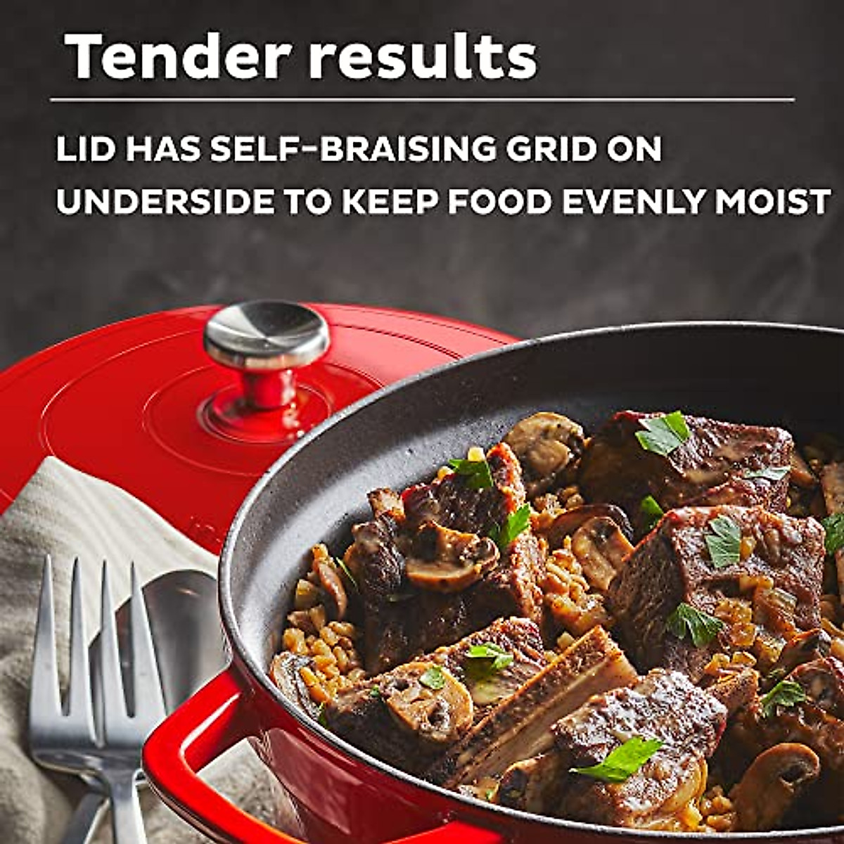 Instant Pot, 6-Quart 1500W Electric Round Dutch Oven, 5-in-1: Braise, Slow Cook, Sear/Sauté, Cooking Pan, Food Warmer, Enameled Cast Iron, Free App With 50 Recipes, Perfect Wedding Gift, Red