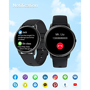 ASIAMENG Smart Watch for Women, Round Smartwatch for IP68 Waterproof with Heart Rate Monitor, Sleep Monitor, Calorie Monitor, Pedometer Stopwatch Fitness Watch, Smart Watch for iPhone Android