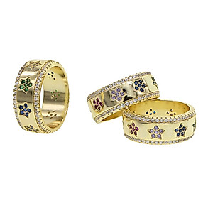 ATJMLADYJEWELRY Size 6 7 8 Gold Plated Colorful Star Engraved Wedding Engagement Band Fashion Women Ring (8)