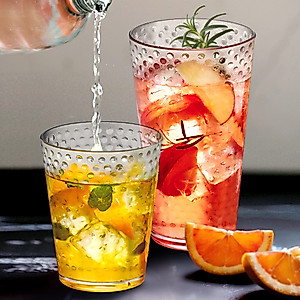 Amazing Abby - Polka Dot - 24-Ounce Plastic Tumblers (Set of 8), Plastic Drinking Glasses, All-Clear High-Balls, Reusable Plastic Cups, Stackable, BPA-Free, Shatter-Proof, Dishwasher-Safe