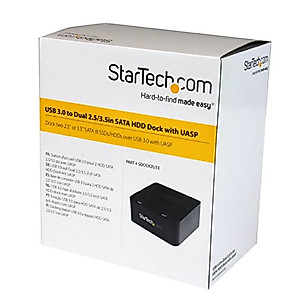 StarTech.com Dual-Bay USB 3.0 To SATA Hard Drive Docking Station, USB Hard Drive Dock, External 2.5/3.5" SATA I/II/III, SSD/HDD Docking Station, Hot-Swap Hard Drive Bay, Top-Loading (SDOCK2U33),Black