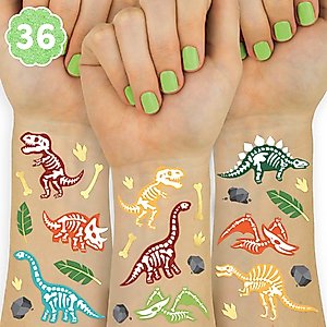 xo, Fetti Dinosaur Tattoos for Kids - 36 styles | Dino Fossil Birthday Party Supplies, T-Rex Party Favors, Stegosaurus Decorations, Easter Basket, Arts and Crafts, Activity