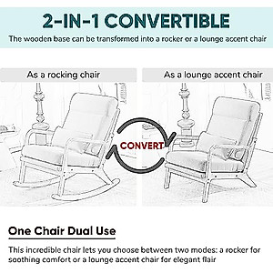 JOYBASE Rocking Chair, Nursery Glider Rocker Chair, Nursing Rocking Accent Chair, Modern Comfy Lounge Armchair with High Backrest for Indoor, Living Room, Bedroom, Nursery (Orange, Bronzing Cloth)