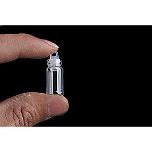 UUYYEO 30 Pcs Mini Glass Wishing Bottles Message Bottle Clear Tiny Jars Vials with Plastic Stopper 1ml
