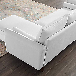 Modway Revive Modern Upholstered Fabric Right or Left Sectional Sofa Couch, White