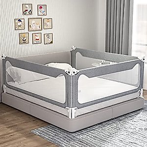 Sephyroth Bed Rails for Toddlers, Upgrade Height Adjustable Baby Bed Rail Guard Specially Designed for Twin, Full, Queen, King Size - Safety Bed Guard Rails for Kids 1 Side:59"(L) ×27"(H)
