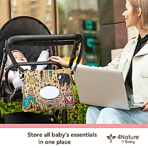 4 Nature Small Diaper Clutch Bag with Wipe Holder, Baby Diaper Bag Purse - Crossbody Diaper Bags For Women, Water Resistant Diaper Organizer Dispenser Pouches, Adjustable Cross Body Straps (Woodland)