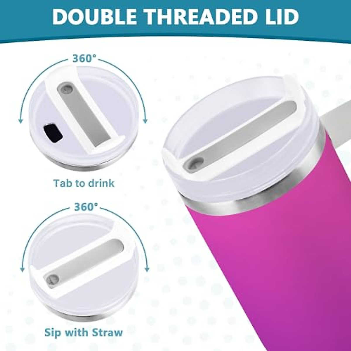 ODAWA Gradient Purple Tumbler Cup with Straw and Lid Travel Mug 40 Oz Stainless Steel Water Bottle