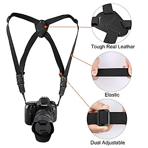 Camera Harness Strap,Cross Shoulder Quick Release Straps for Binoculars, Rangefinders,Harness Strap Compatible with Canon, Nikon, Sony and DSLR SLR Cameras-Black