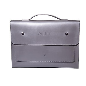 VALITY Vegan Leather Briefcase Laptop Messenger Travel Office Computer Bag 15.6 Inch for Men and Woman (Space Grey)