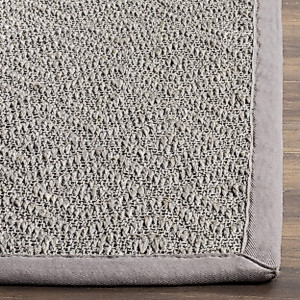 SAFAVIEH Natural Fiber Collection Area Rug - 8' x 10', Light Grey & Grey, Rustic Farmhouse Border Sisal Design, Easy Care, Ideal for High Traffic Areas in Living Room, Bedroom (NF154B)