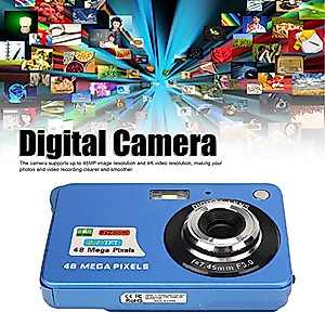 Compact Camera, Digital Camera Anti Shake 48MP Rechargeable 4K 2.7in LCD for Photography (Blue)
