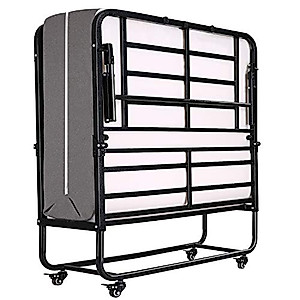 Rollaway Beds with Mattress for Adults Folding Bed Portable Foldable Guest Beds Twin, 5 Minutes to Assemble, 5 inch Memory Foam Mattress, 75x38 Inch