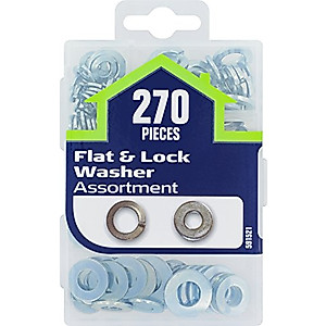 Hillman 591521 Small Flat and Lock Washer Assortment, 270-Pack , Zinc