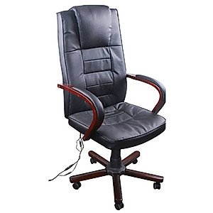 WEHUOSIF Black Office Massage Chair Real Leather Height Adjustable,Boss Chair,Swivel Chairs,Execuive Desk Chair,Swivel Arm Chair,Computer Chair,for Living Rooms,Bedrooms,Meeting Rooms,Offices,