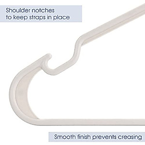 Elama Home 50 Piece Plastic Hanger Set with Notched Shoulders in White