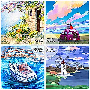 Shuttle Art Painting Canvas Panel, 52 Multi Pack, 5x5, 6x6, 8x8, 10x10 inch (13 PCS of Each), 100% Cotton Art Canvas Board Primed White, Blank Canvas for Kids Adults for Acrylic Oil Painting