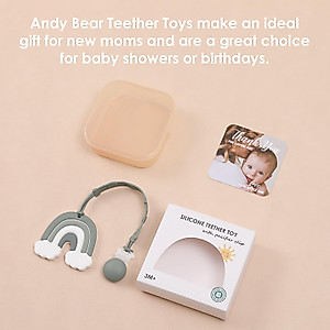 Teething Toys for Babies 0-6 Months Baby Teethers with Clip Silicone Baby Teether Toys for Boys and Girls Infant Teething Toys for Babies Rainbow Shape with Travel Case-Terracotta