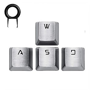 Hallsen Metal Keycaps Mechanical Gaming Keyboard WASD Keycaps for FPS & MOBA, Upgraded Stainless Steel Custom 60% Keycaps Kit with Key Puller for Mechanical Keyboard Cherry Mx Switches (Silver)