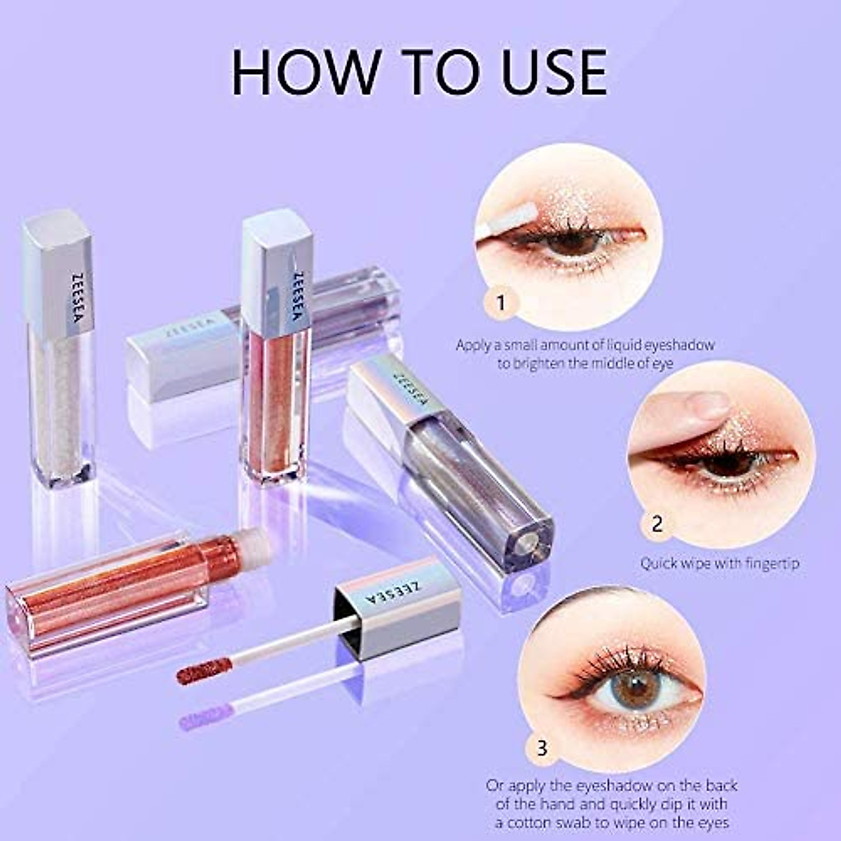 zeesea Glitter Galaxy Colored Liquid Eyeshadow, Dazzling Shimmer Eye Makeup, High Pigmented & Long Lasting (11 Fireworks)