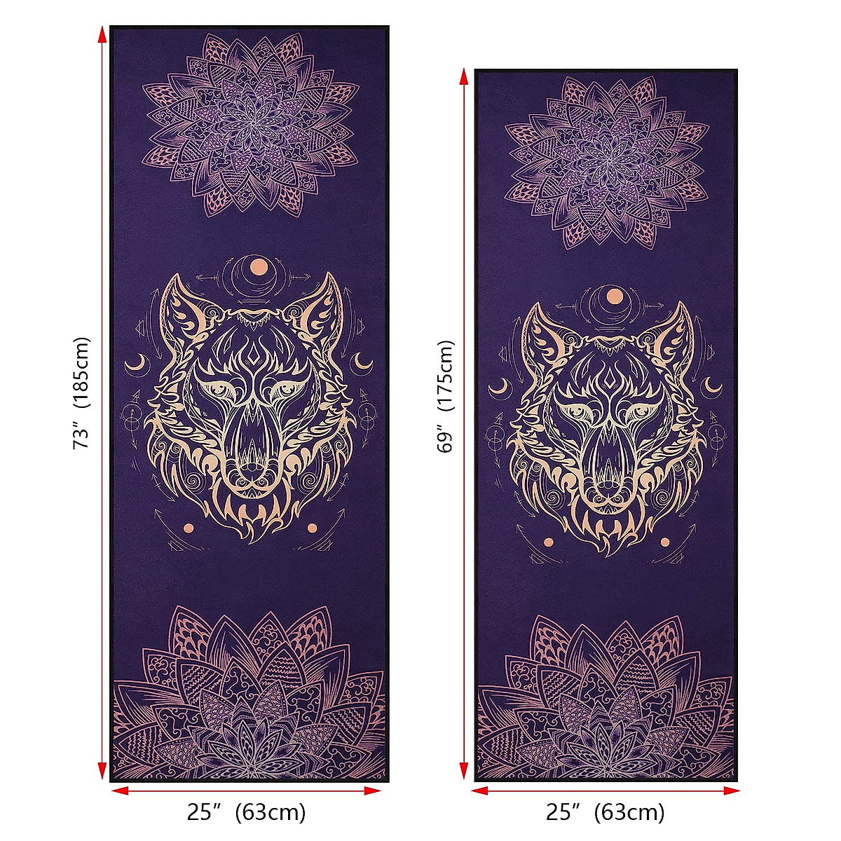 Keemi Non-Slip Yoga Towel Microfiber Yoga Mat Blanket for Hot Yoga Bikram Pilates Gym Towels for Sweat (73"x25", Wolf)