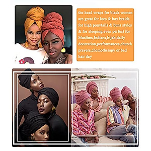 Stretch Turban Jersey Long Headwear Tie for Bed Hair Day Headbands Pink Turban Head Wraps for Black Women