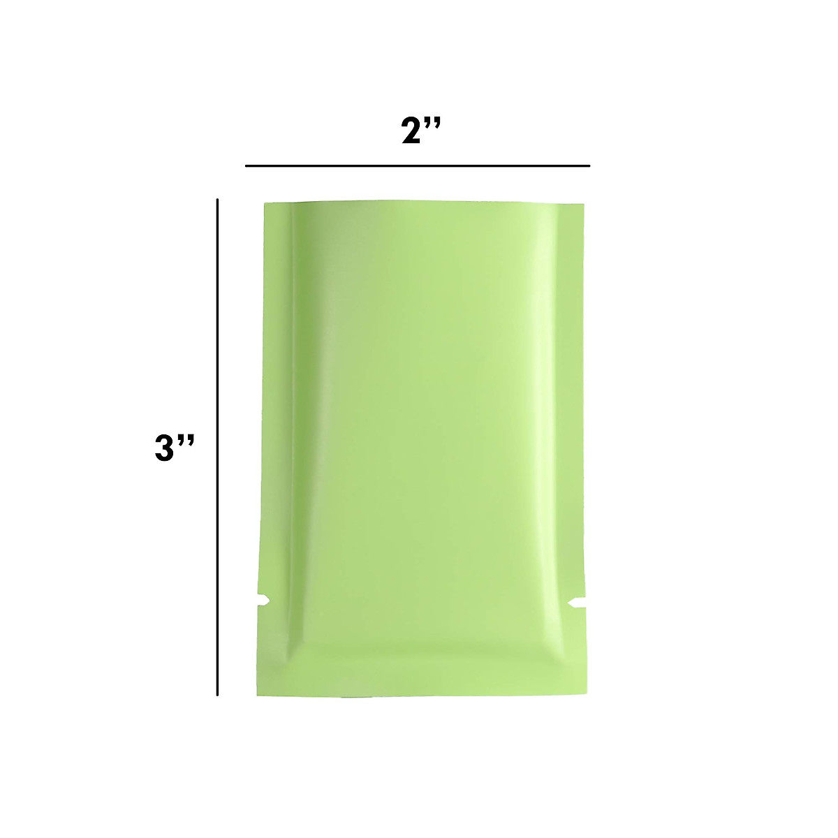 QQ Studio Matte Food-Safe Foil Heat Sealing SlickSeal™ Pouches for Confections and Candy (200 Green, 2" x 3")