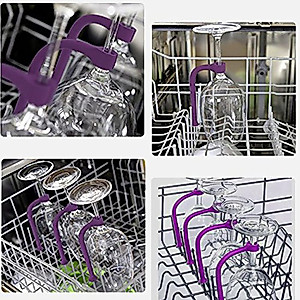 UoYu 21cm Dishwasher Wine glass rack New extensions Wash Dishwasher Attachment Kitchen Gadget Clip (Purple/8pcs)