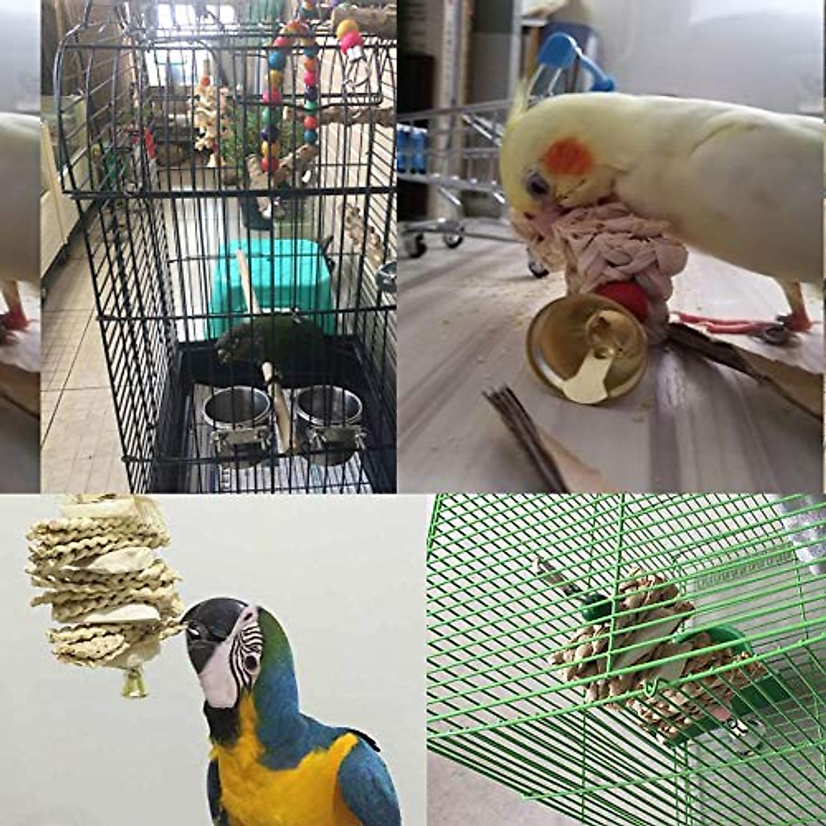 Parrot Toys Chewing Bird Toy Cuttle Bone Beak Grinding Cage Hanging Bell Toys for African Greys Amazon Conure Eclectus Budgies Parakeet Cockatiel Hamster Chinchilla Rabbit, 3 Pack
