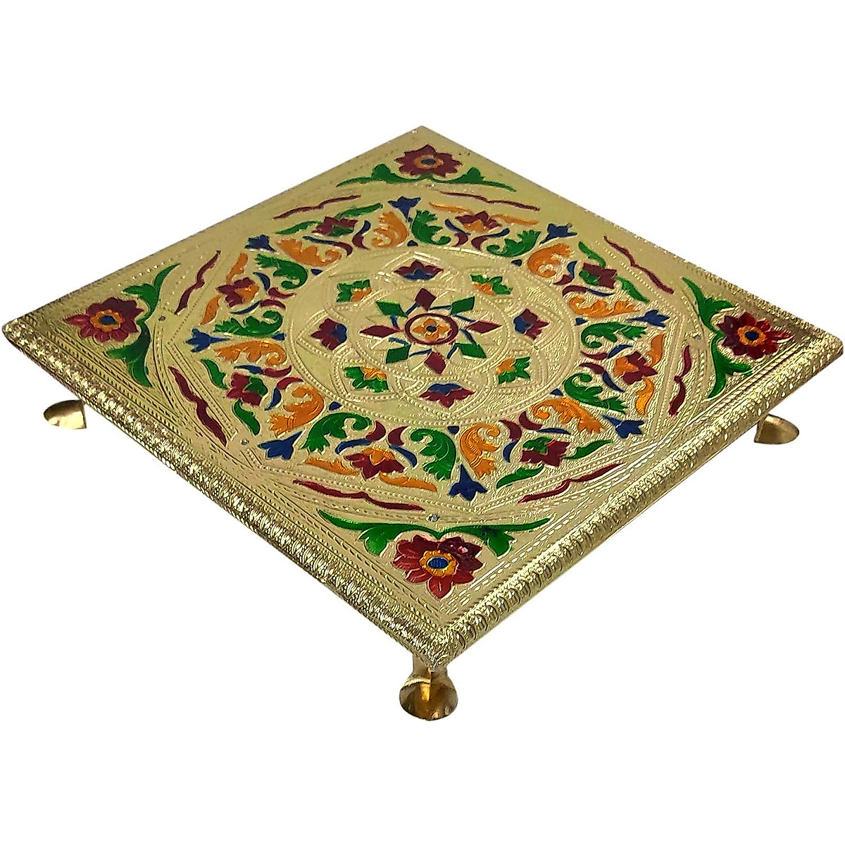 Medium Chowki Wooden Stand Stool Chowki Singhasan Laddu Gopal Ji Bed Kanha Ji Jhula Krishna Asan Pack of 1, Medium