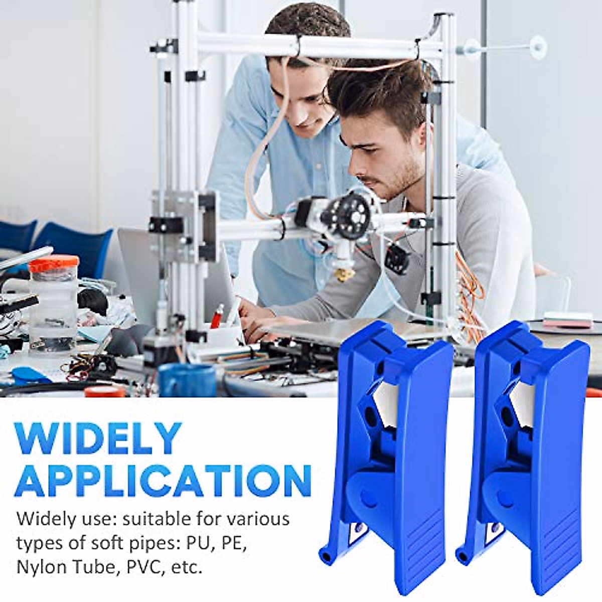 PTFE Plastic Tubing Cutter Hose Tube Cutter Pipe Cutter Accurate Tube Cutting Tool for Nylon PVC PU Tube and Hose Cut up to 3/4 Inch OD Tube (Blue, 3 Pieces)
