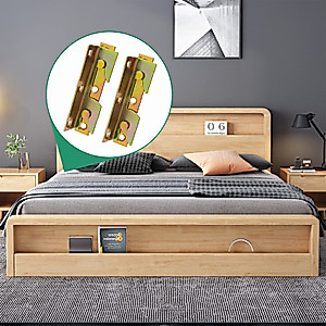 BokWin 4 Sets No Mortise Bed Rail Fittings Wooden Bed Frame Connectors Metal Bed Rail Fasteners