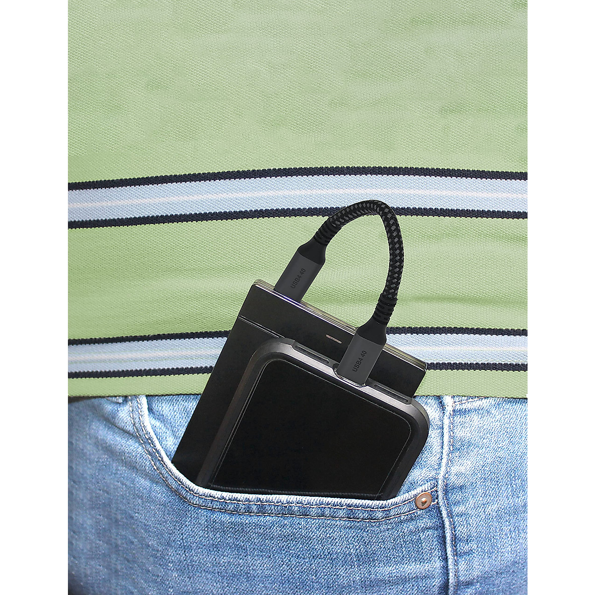 Vebner 6-Inch Extra Short USB4 Cable - 40Gbps Supports 100W (20V, 5A) Charging - Compatible with Thunderbolt 3 and USB-C (2-Pack)