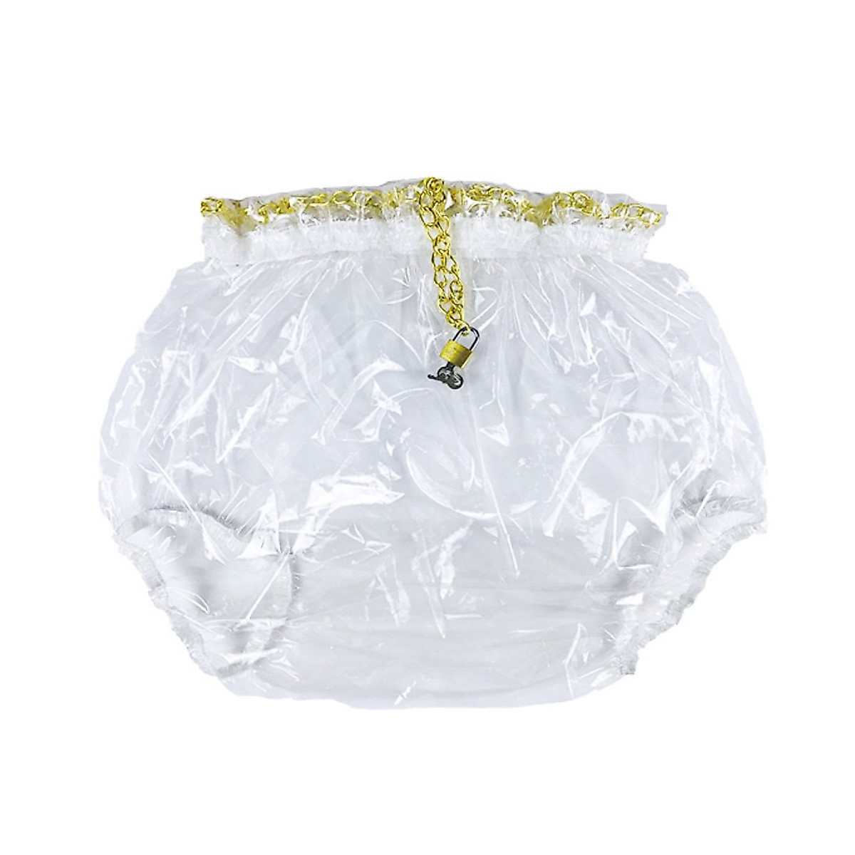 Haian Pull-On Locking Plastic (PVC&EVA) Pants (Glass Clear, Medium)