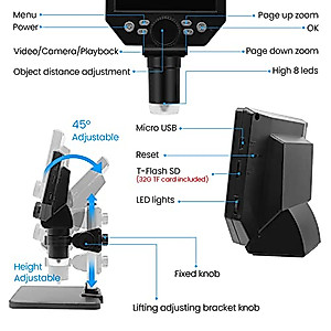 Coin Microscope,ATFWEL 4.3 inch LCD Digital USB Microscope with 32G TF Card,1000X Magnification Electronic Camera Video Recorder with Screen,Rechargeable Battery for Coins Soldering Circuit Board