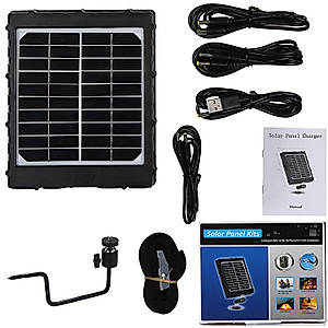 Folgtek Solar Charger for Trail & Game Camera Monocrystalline Solar Panel Kit 3W 8000mAh Output 12V/1A, 9V/1.5A, 6V/2A, Input 5V IP66 Waterproof Portable Outdoor Rechargeable Power Supply with Bracket