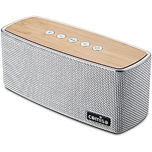comiso Bluetooth Speakers, 20W Loud Wood Home Audio Outdoor Portable Wireless Speaker, Subwoofer Tweeters for Super Bass Stereo Sound Bluetooth 5.0 Handsfree 24H Playtime