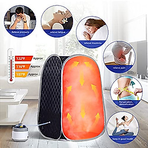 Smartmak Portable Steam Sauna, Full Body Personal Home Spa, Foldable Saunas Tent with 4L & 1500W Steam Generator, 16 Levels Remote Control, Upgraded Chair Included for Relaxation, Panoramic Black Grey