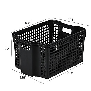 Anbers Plastic Stackable Storage Baskets, 6 Packs Small Stacking Basket Bins, Black