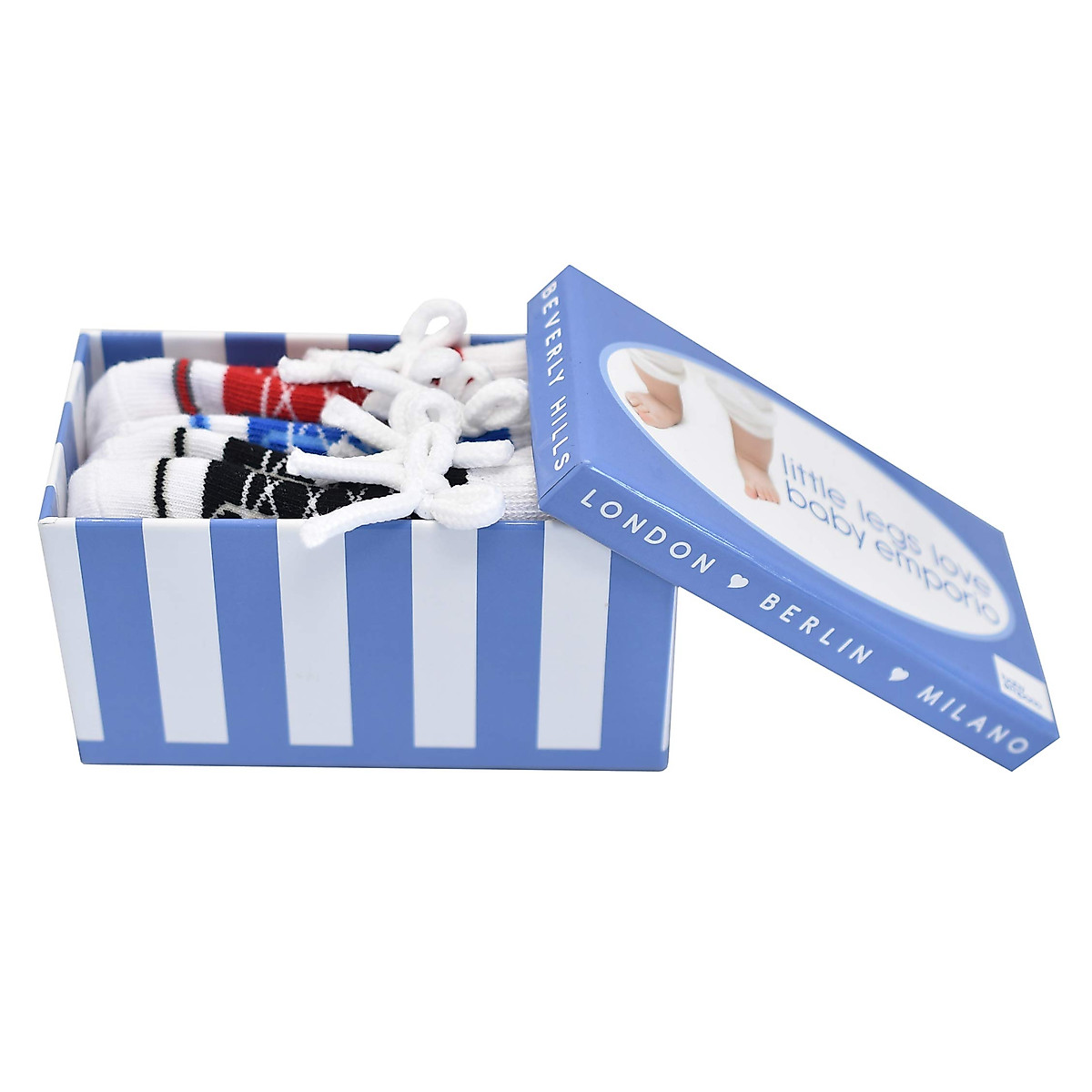 Baby Boy Socks with Sneaker Shoe Look-Non-slip Gripper Soles-3 or 6 Pairs-Cotton-Gift Packaged-Baby Shower-Faux Shoelaces