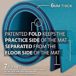 Koru Fold & Roll Yoga Mat (Teal/Navy Blue)