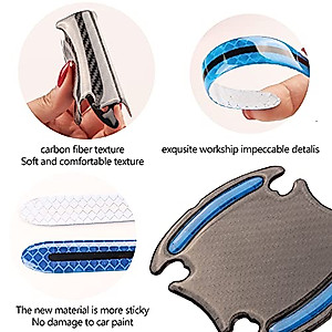 Fehlot Car Door Handle Stickers Universal Auto Door Handle Scratch Cover Guard Protective Film car Outdoor Safety Decoration Reflective Strip 8 Pack (Blue)