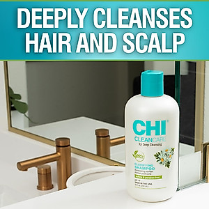 CHI CleanCare Clarifying Shampoo, Deeply Cleanses Hair & Scalp, Removes Build Up & Restores Moisture To Hair, Sulfate, Paraben, & Cruelty-Free, 12 Oz