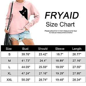 FRYAID Cat Sweatshirt Women Funny Black Cat Graphic Sweater Casual Cat Crewneck Holiday Long Sleeve Hoodie Pullover Top