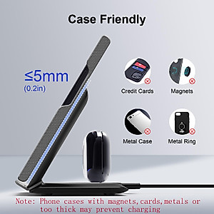 Geyo for Samsung Galaxy Z-Fold Wireless Charger: 2 in 1 Fast Wireless Charging Station for Samsung Galaxy Z Fold 5/4/3, 3-Coils Charging Stand for Galaxy Buds 2/2 Pro/Live, Black(PD Adapter Included)