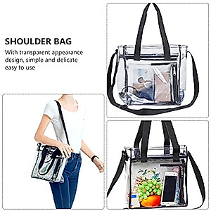 SHERCHPRY Clear Tote Bag with Zipper Closure, Crossbody Messenger Shoulder Bag, PVC Clear Cross- Body Purse with Adjustable Strap for Work, School, Exam, Gym, Stadium