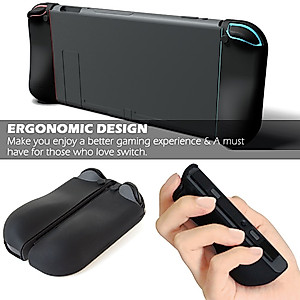 Protective Case Compatible with Nintendo Switch Joy-Con Controller with Thumb Caps, SENHAI 2 Pack Anti-Slip Silicone Grips Covers with 16 Thumb Stick Pads - Black, Blue + Red