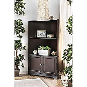 Furniture of America Cassidy Wood Multi-Storage Corner Bookshelf in Espresso
