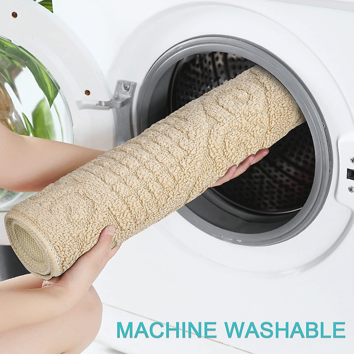 Olpchee Half Round Non-Slip Kitchen Bedroom Toilet Doormat Floor Rug Mat Keeps Your Floors Clean Decorative Design (Small,Camel1)