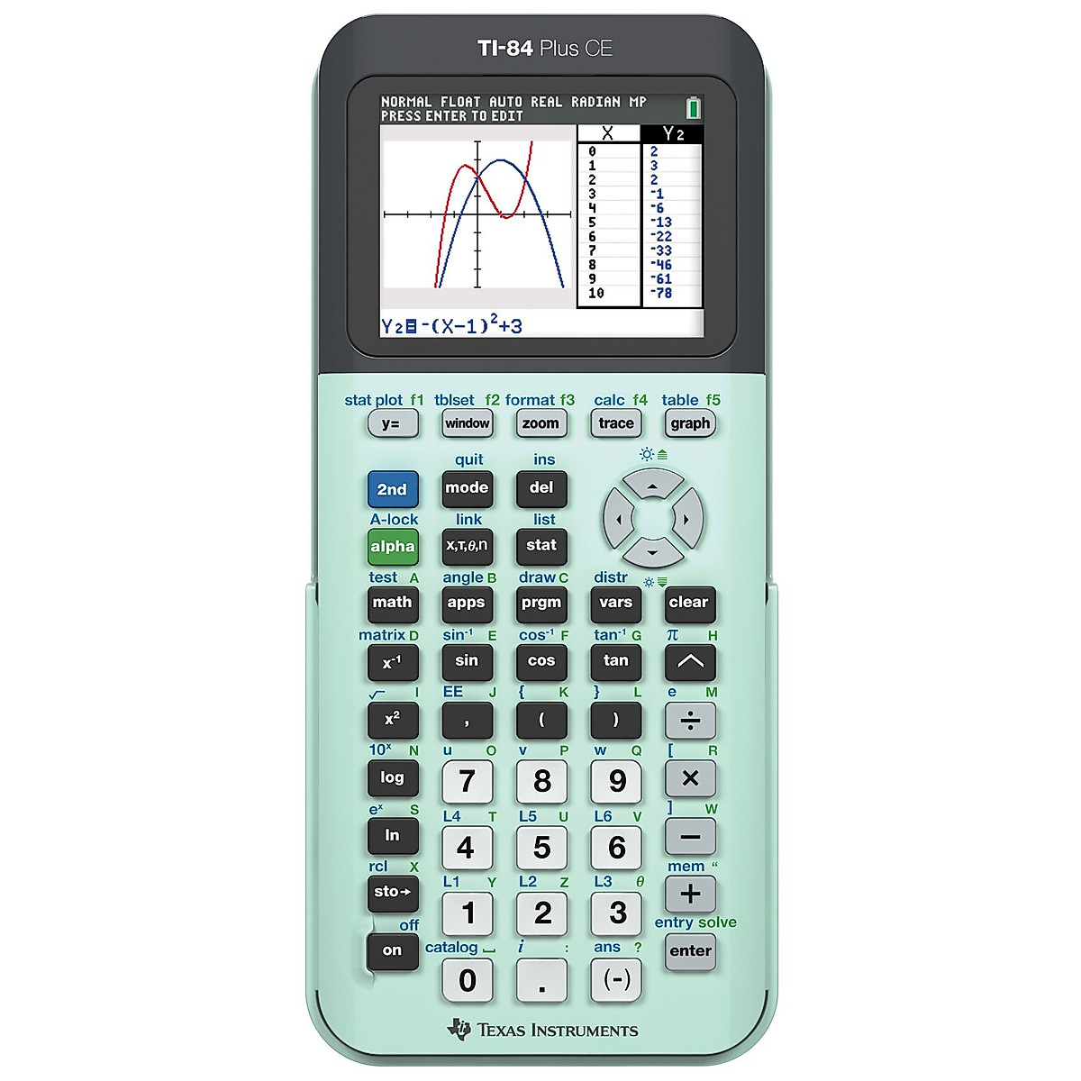 Plus CE Color Graphing Calculator, Mint, Single Pack, 1 Lithium Metal batteries required (included)